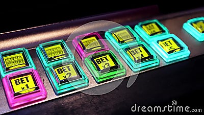 Close Up Motion Bet Button on Slot Machine Stock Footage - Video of ...