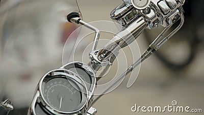 Close-up of Motorcycle Control Panel with Speedometer and Handles ...