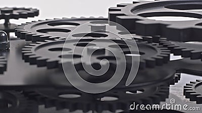 Close Up Old Gears Mechanism Rotation Footage. Stock Video - Video of ...