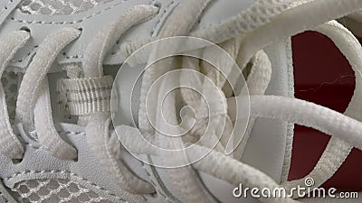 Close-up, Perforated Leather White Sneaker Surface Texture. Zoom Stock ...