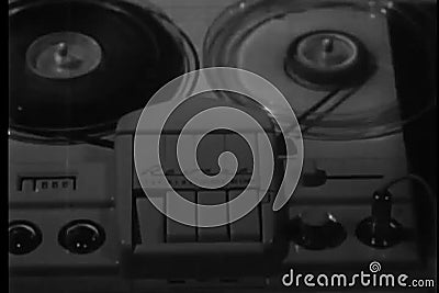 Close-up of Person Pressing Play Button on Tape Recorder Stock Footage ...