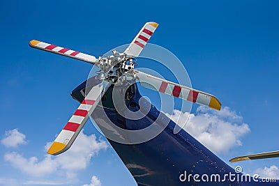 Close Up Pf Tail Rotor Blade Of Jet Engine Helicopter. Royalty-Free ...