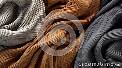 Close Up Of A Pile Of Clothes With Different Textures, Neutral Colors ...