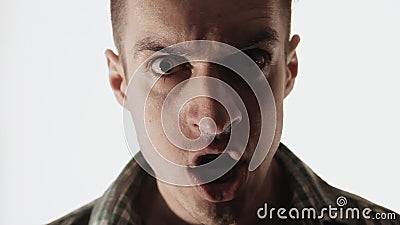 Close Up Portrait of Mad Crazy Man Creaming Stock Footage - Video of ...