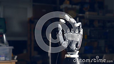 Close Up. Prosess of the Futuristic Robot Hand`s Closing Stock Video ...
