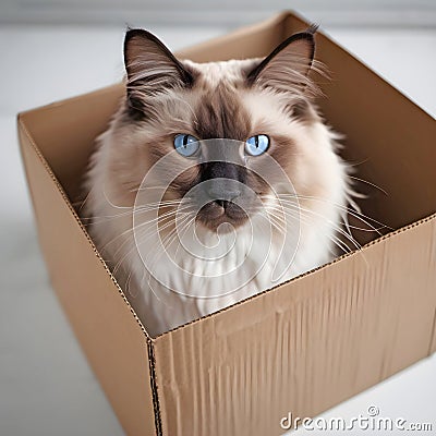 Ragdoll Cat In Cardboard Box Royalty-Free Stock Photography ...