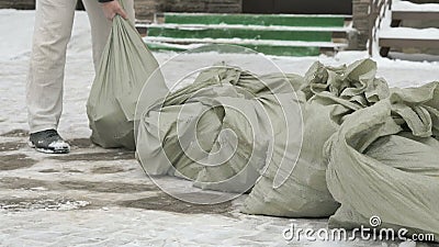 Unknown Men Taking Bag with Debris Stock Footage - Video of people ...