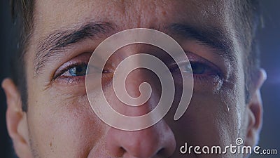 Close-up Sad Man Crying with Tears in Eyes Stock Footage - Video of ...