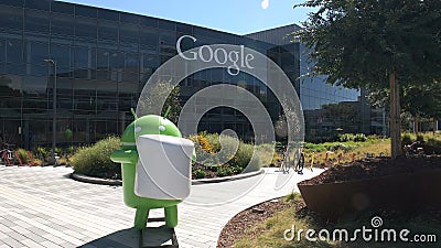 Close Up Shot of an Android Figure at Google Headquarters Stock Video ...
