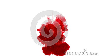 Close-up Shot of a Drop Ink in Liquid. Red Ink is Bubbling in Water and ...