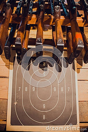 Close Up On Shot Target Shield And Assault Rifles Royalty-Free Stock ...