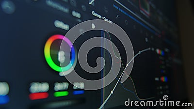 Close Up Shot of Video Editing on a Computer. Monitor the Computer and ...