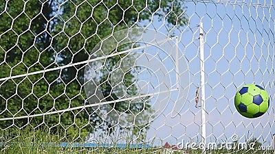 Close Up of a Soccer Ball Hitting a Net Stock Footage - Video of dark ...