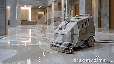 Close Up Of State Of The Art Floor Buffer Machine On Newly Polished ...