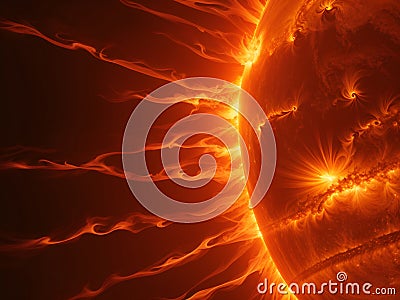 Close-up Of Sun Surface With Solar Flares Magnetic Storms Rays And ...