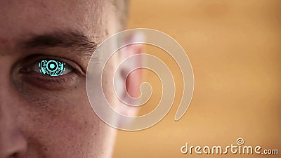 Close Up To Eyeball with Futuristic 3d Targeting System Stock Footage ...