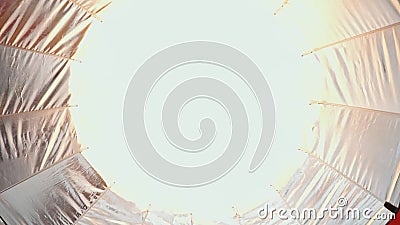 Close Up of Turning on a Bright Big Spotlight with a Circular Shaped ...