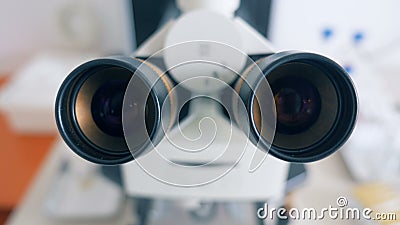 Close Up of Two Oculars of a Microscope Stock Footage - Video of ...