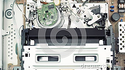 Close-up a VHS Video Cassette Recorder Tape Loading. VHS Head Video ...