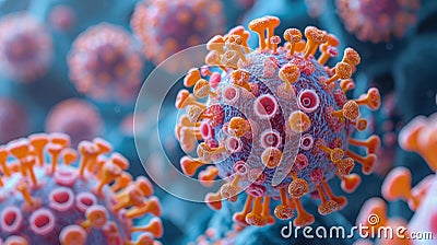 Close-up View Of Herpes Simplex Virus (HSV) Under A Microscope AI ...