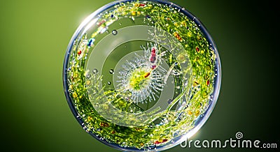 A Close-up View Inside A Droplet Reveals A Microcosm Of Plant Life And ...