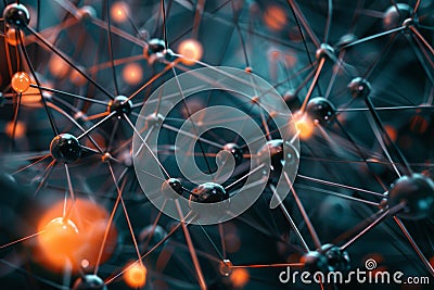 A Close-up View Of Interconnected Spheres Pulsating With Information ...