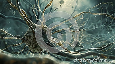 Close Up View Of A Neuron Cell With Detailed Axon Structure Stock Photo ...