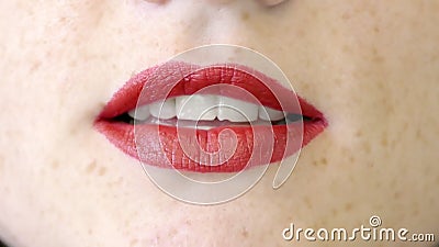 Close Up of Woman Lips Singing a Song Stock Video - Video of audio ...