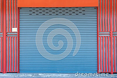 Closed Steel Shutter Door Of Warehouse, Storage Or Storefront For ...
