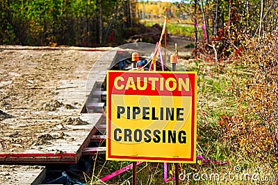 Closeup Of A Caution Pipeline Crossing Sign Royalty-Free Stock Image ...