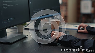 Closeup of Developer Hands Typing Code on Keyboard while Looking at Computer Screens Stock Video ...