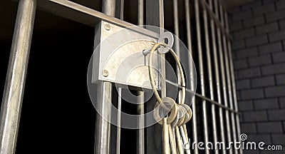 Jail Cell With Open Door And Bunch Of Keys Royalty Free Stock ...