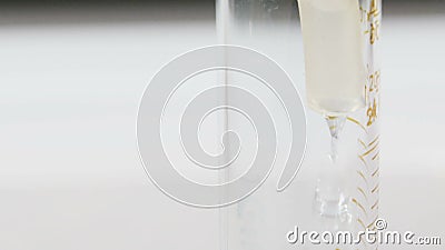 Closeup Motion To Lab Tube Filled with Clear Liquid Drops Stock Video ...