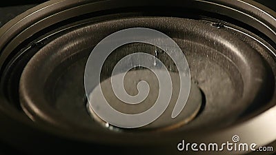 Closeup at Moving Sub-woofer. Speaker Part Stock Footage - Video of ...