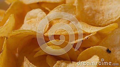 Closeup Potato Chips Rotating Loopable Footage Stock Footage - Video of ...