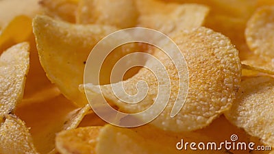 Closeup Potato Chips Rotating Loopable Footage Stock Footage - Video of ...