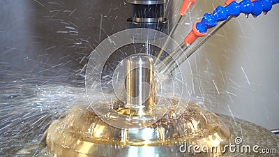 Closeup Scene the CNC Milling Machine Cutting the Shell Mold Part with ...