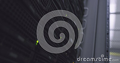 Closeup of Server Room Rack in Big Data Center Office Space. Server ...