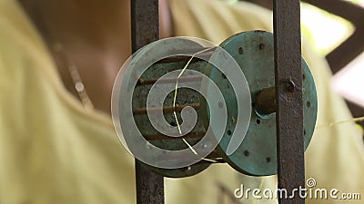 Spinning Mulberry Silk Using Old Reeling Machine Stock Footage - Video ...