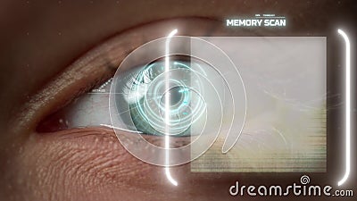 Closeup Technological Eye Memory Analysis Process with Biometrical ...