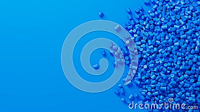Closeup Top View On Blue Plastic Polypropylene Granules Heap On Blue ...