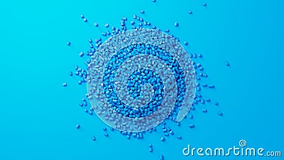 Closeup Top View On Blue Plastic Polypropylene Granules Heap Centered ...