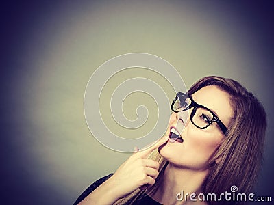 Closeup Of Woman Thinking Face Expression Stock Image | CartoonDealer ...