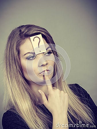 Closeup Of Woman Thinking Face Expression Royalty-Free Stock ...