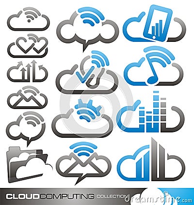 Cloud Computing Logo Design Concepts And Ideas Vector Illustration ...
