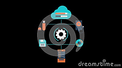 Cloud Computing Storage Data Animation Transparent Vector Motion Graphics Loop Stock Footage ...