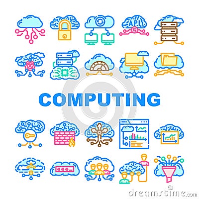 Cloud Computing Virtualization Icons Set Vector | CartoonDealer.com #353670095