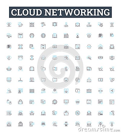 Cloud Networking Vector Line Icons Set. Cloud, Networking, CloudComputing, SaaS, SA, IaaS, PaaS ...