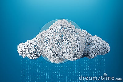 Cloud Technology And Data Storage Concept With White Pixelate Cloud And ...