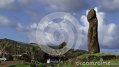 Easter Island Moai Statue Clouds Moving Slowly Past Stock Video - Video ...